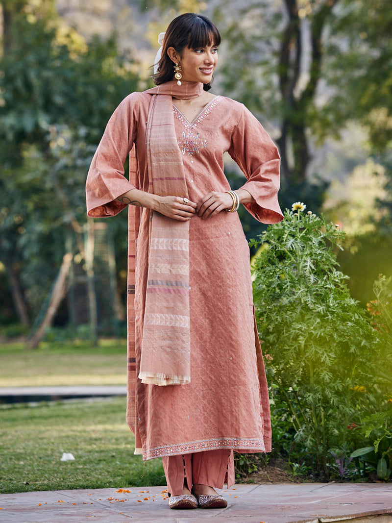 Buy Bunai:Oliver Embroidered Unstitched Suit Set Online | Shingora