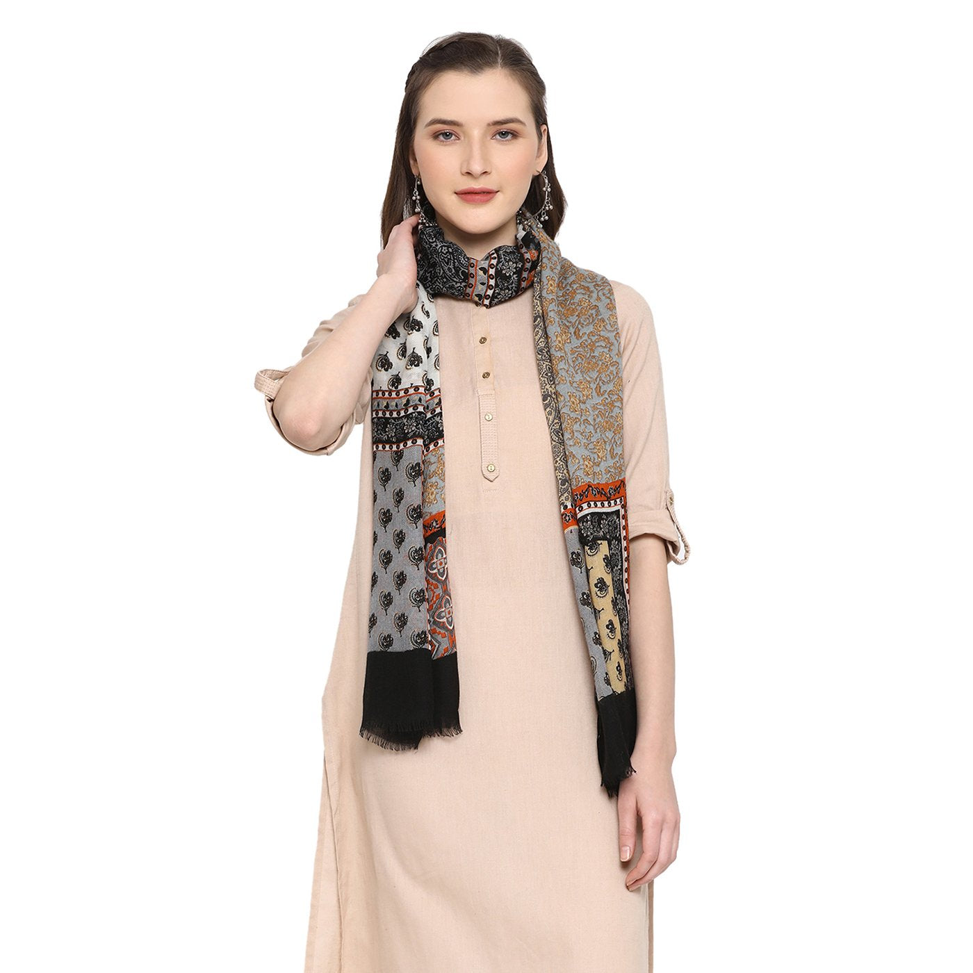 Buy Folk Patch Woolen Shawl Online | Shingora